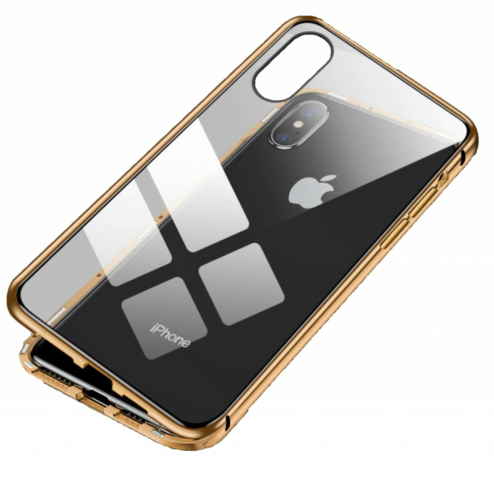 Чехол-бампер MyPads для iPhone 6/6S 4.7 из металла и закаленного стекла с магнитным креплением