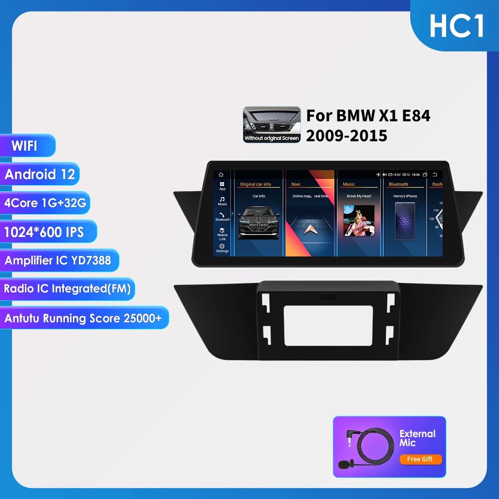 10,25-дюймовый экран Android14, автомобильный радиоприемник, мультимедийный 1G-32G (idrive)