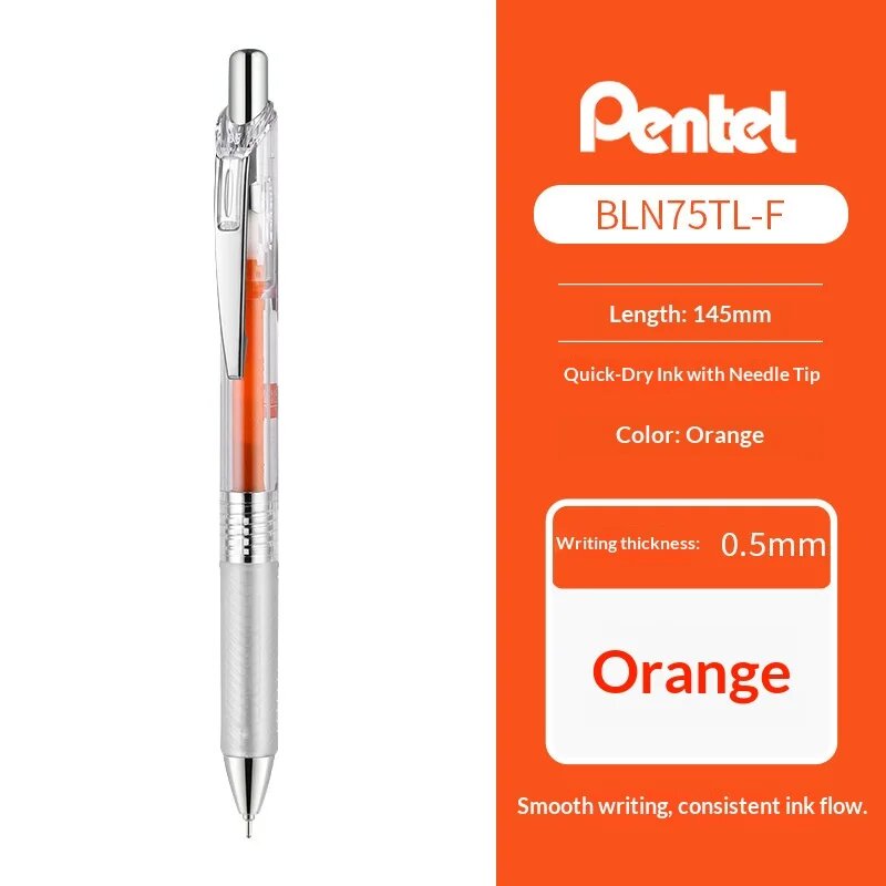Ручки Pentel EnerGel Inkfree: выдвижные, эстетичные, с прозрачным корпусом, на водной основе, разноцветные чернила, японские канцелярские товары