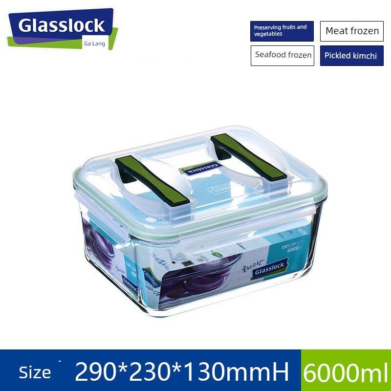 Glasslock 6000ml Контейнер для хранения пищи с розовой уплотнительной кольцом, герметичный, без BPA