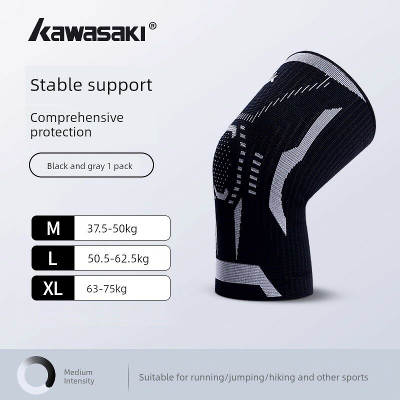 Колено-брейс Kawasaki — Темно-черный, гнездо-дышащий, антимикробный и амортизирующий, одиночный, L