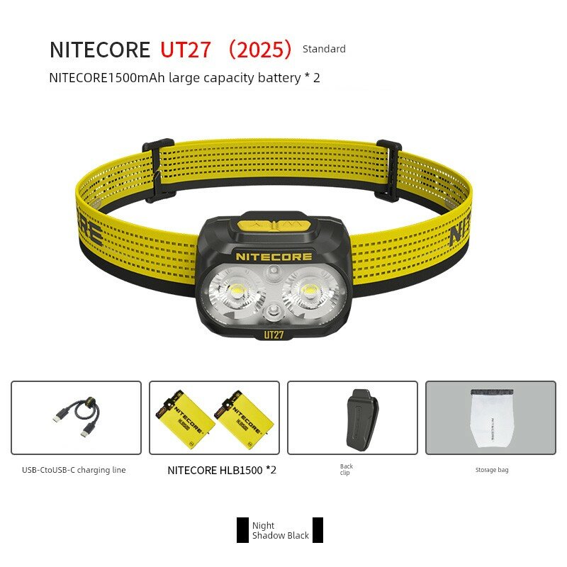 NITECORE UT27 PRO фонарь на голову с 2 батареями, ночная черная, мощный свет для трекинга и бега