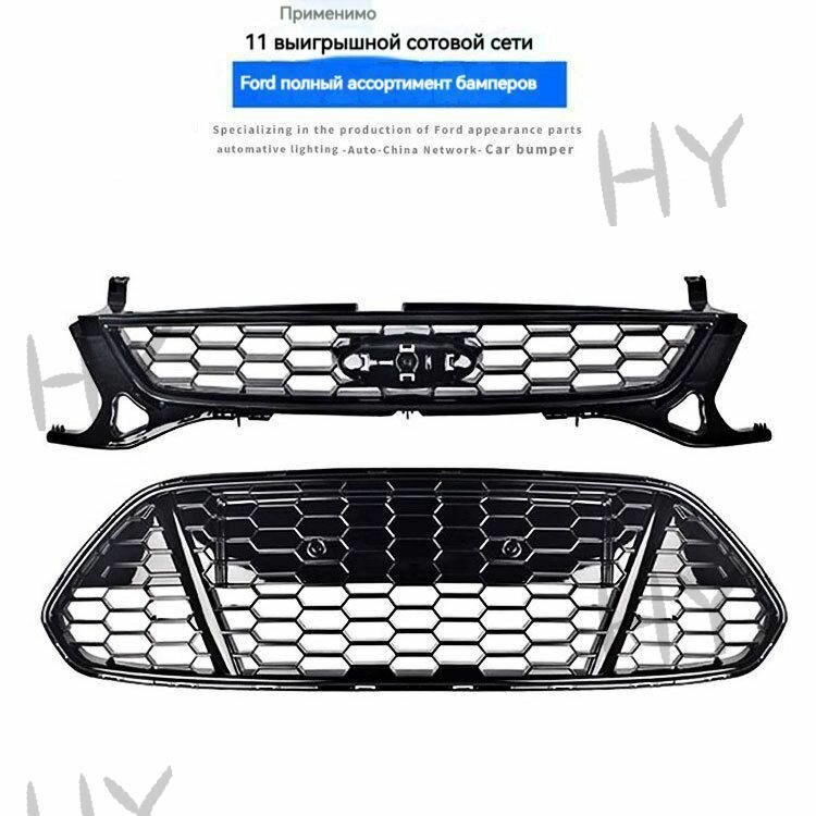 Решетка радиатора Ford Mondeo 4 рестайлинг 2011-2014 черный глянец полный комплект верхняя и нижняя спорт (соты)