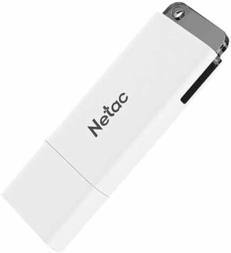 Флеш Диск Netac U185 8Gb , USB2.0, с колпачком, пластиковая белая