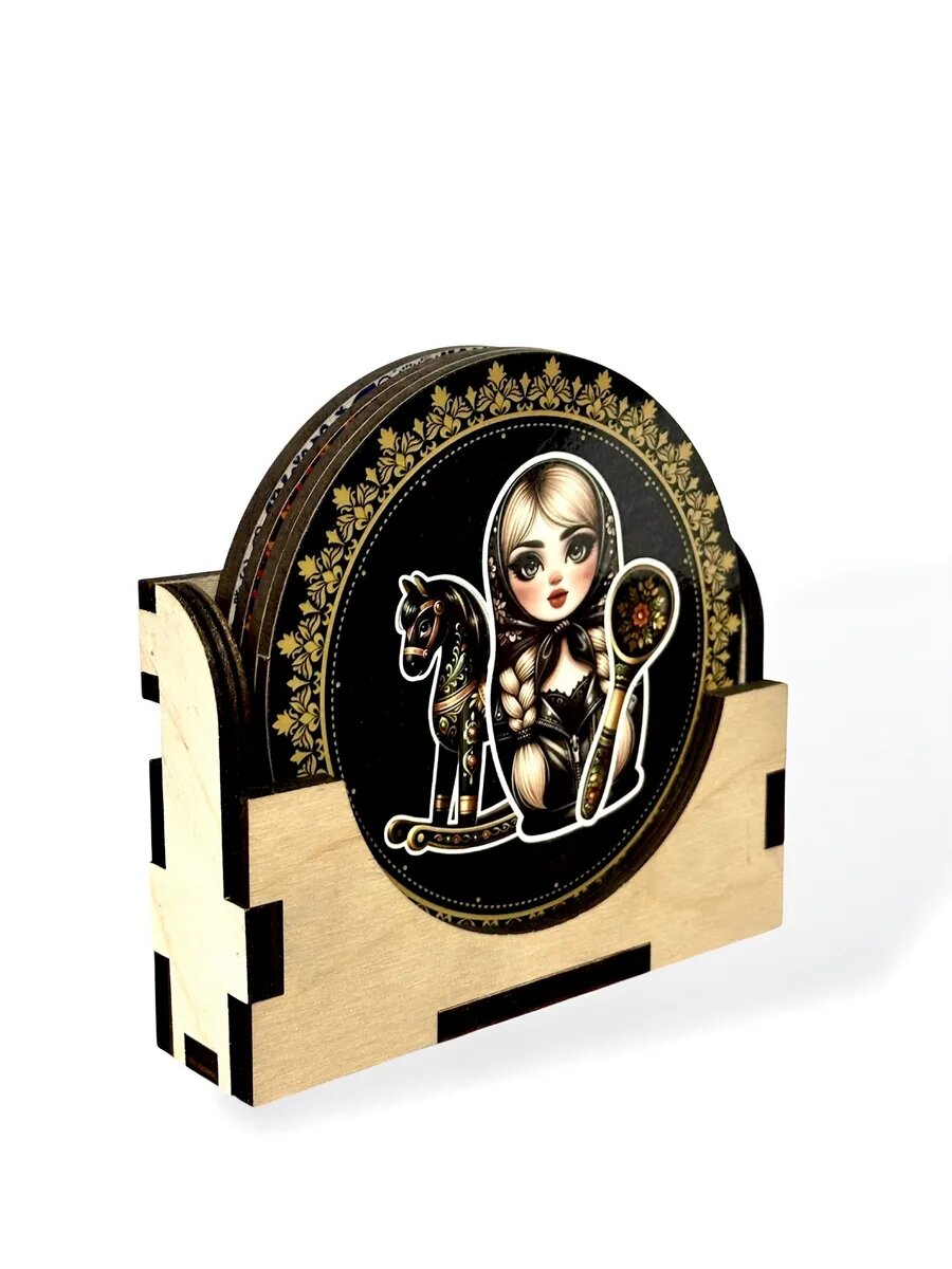Подставка под горячее Woodcarver "Матрешка", круглые, на стол — фото 1
