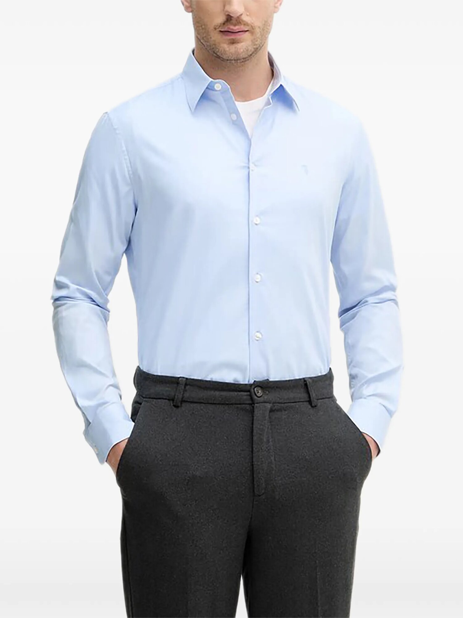 Рубашка Slim-fit buttoned embroidered shirt