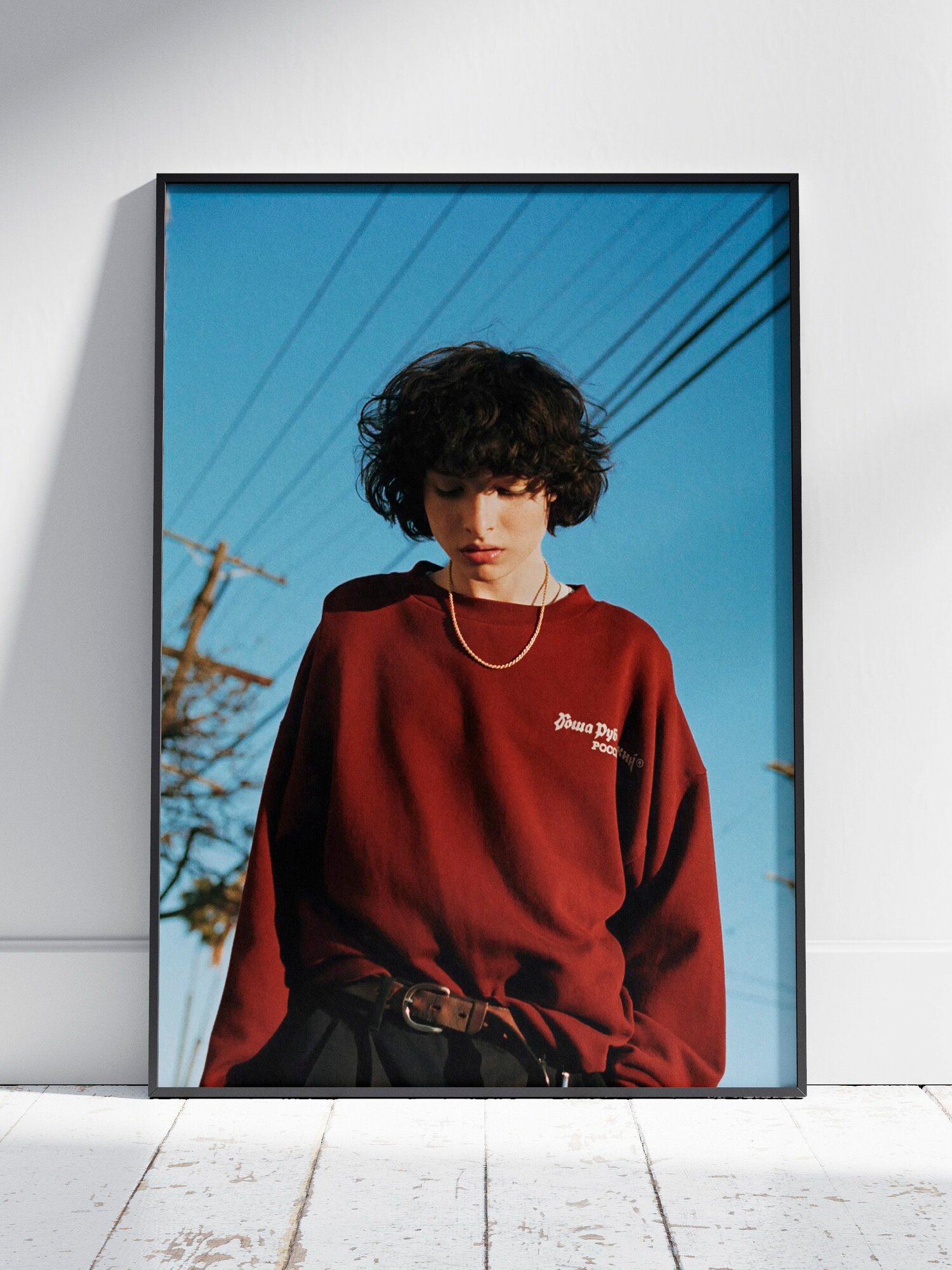 Плакат на стену для интерьера Финн Вулфхард (Finn Wolfhard 8) - Постер по актеру фильма, кино, сериала формата A4 (21x30 см)