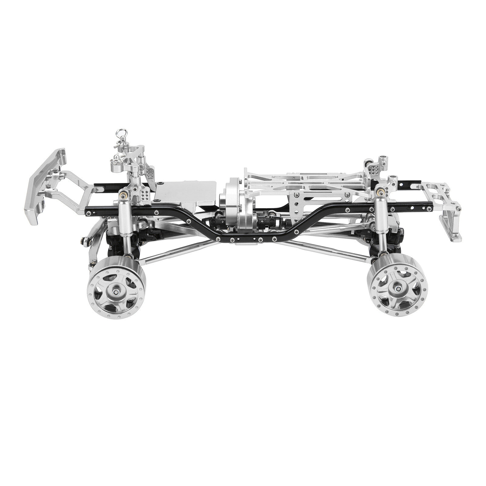 Комплект рамы шасси для радиоуправляемой машины Axial SCX24 C10 1/24, алюминиевый сплав, ступицы колес, серебристый.