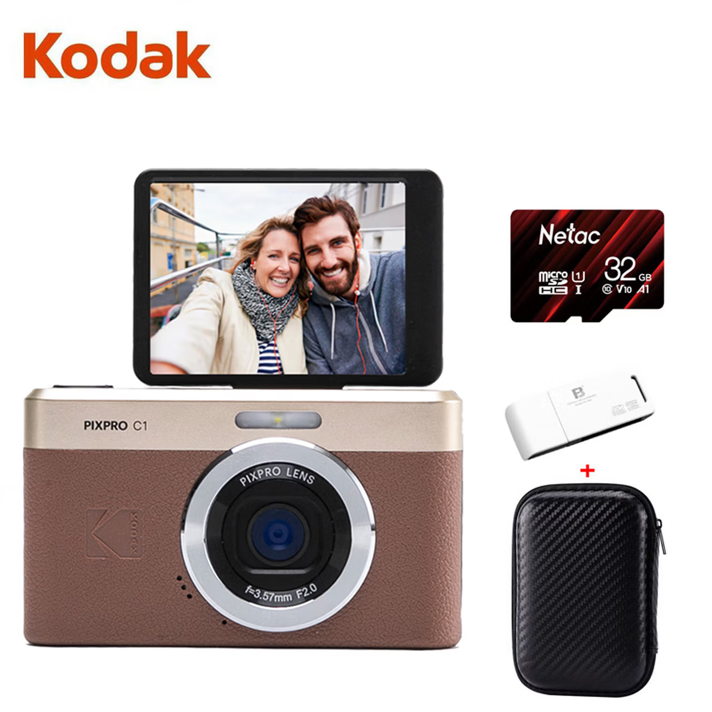 Цифровой фотоаппарат Kodak PIXPRO C1, поворотный экран 2.8", 13 МП, 26 мм F2.0, ультратонкий