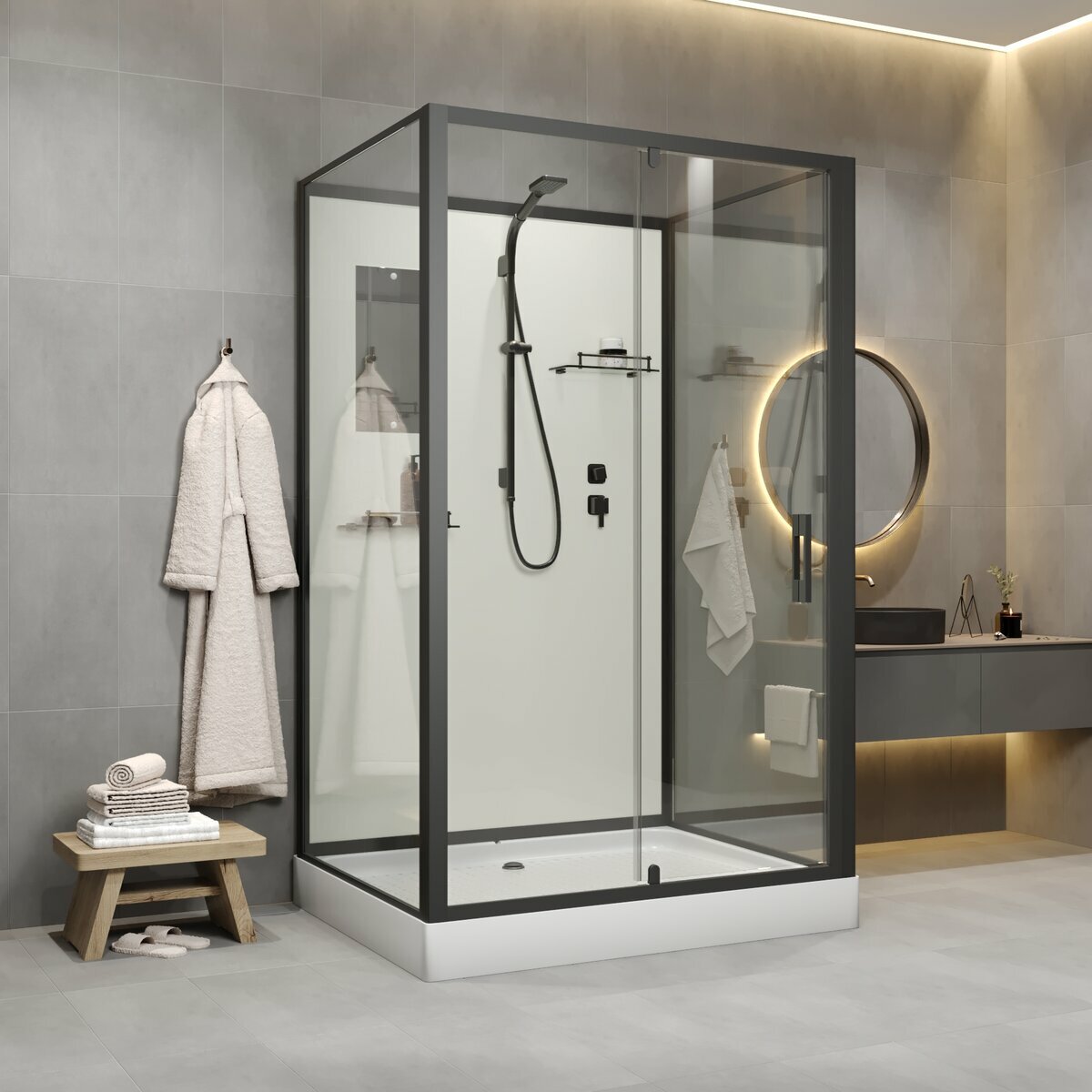 Душевая кабина Niagara Standart 100x80 ST100/80/15Q/BL/BK стекло прозрачное, профиль черный матовый