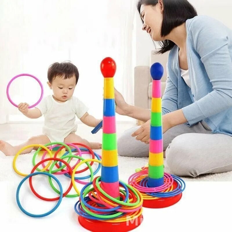 Кольцеброс детский игровой набор (1 башня + 12 кругов)