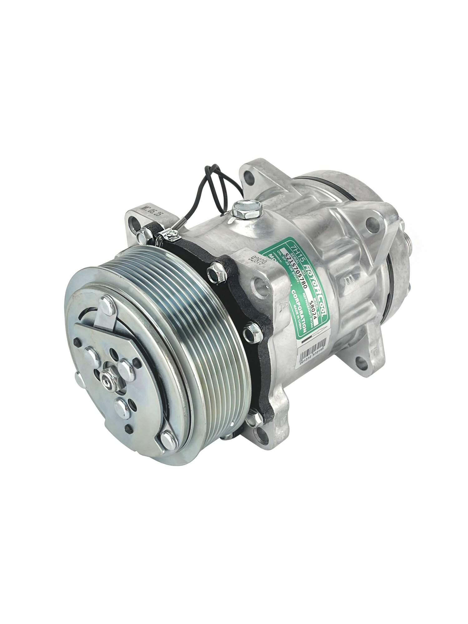 Компрессор кондиционера Sanden 7H15 (12V, PV8) выходы горизонтальные (O-ring ) 1"-14UNF и 1"-14UNF, универсальный