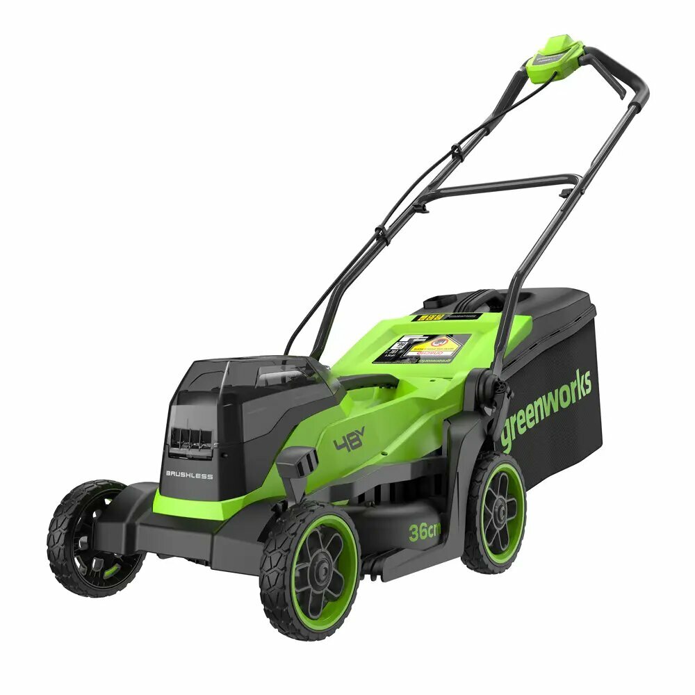 Газонокосилка Greenworks GD24X2LM361, с аккумулятором, самоходная, 36см, 2хАч, АКБ и зарядное устройство