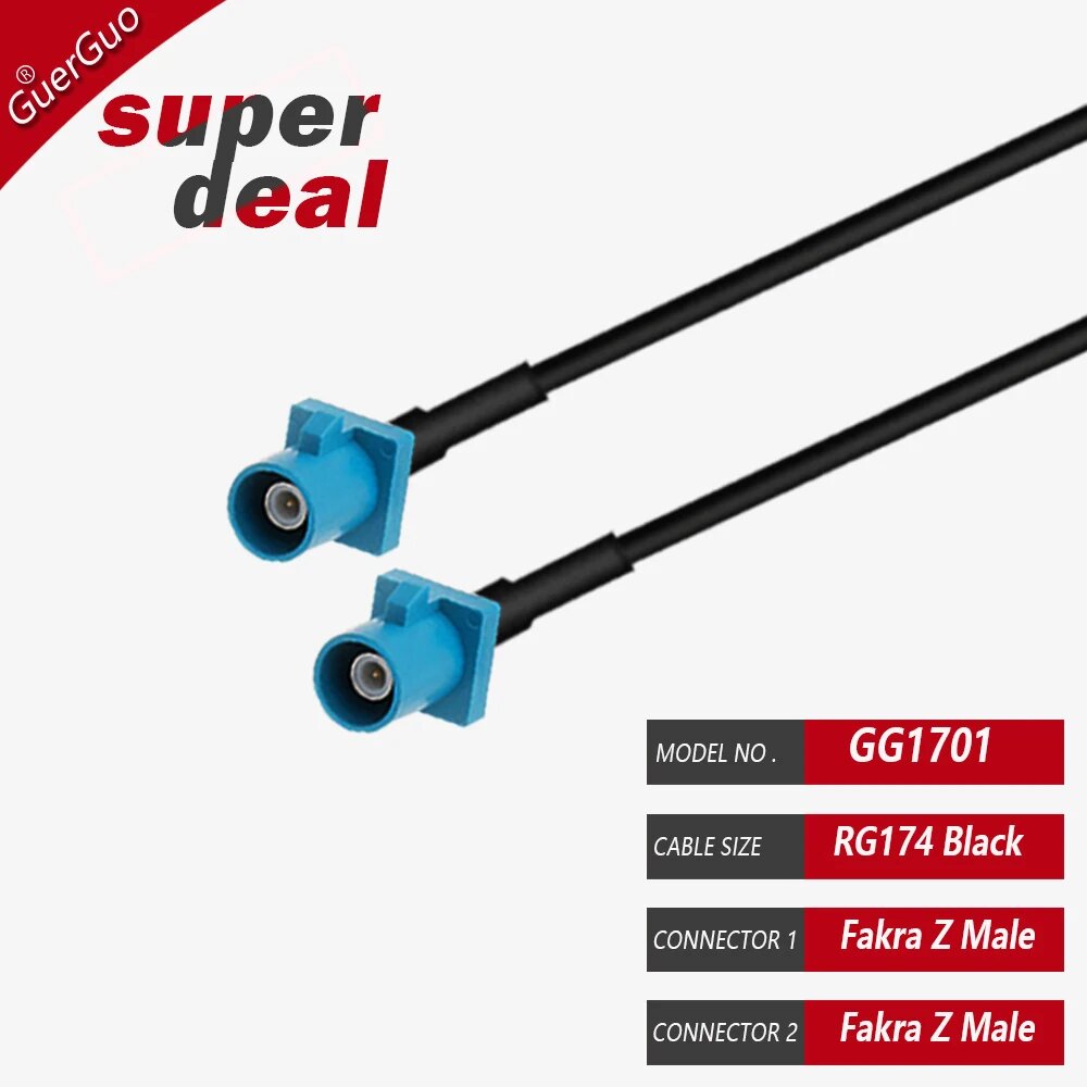 GuerGuo Fakra RG174 Коаксиальный кабель 20CM, Fakra Z M to Z M