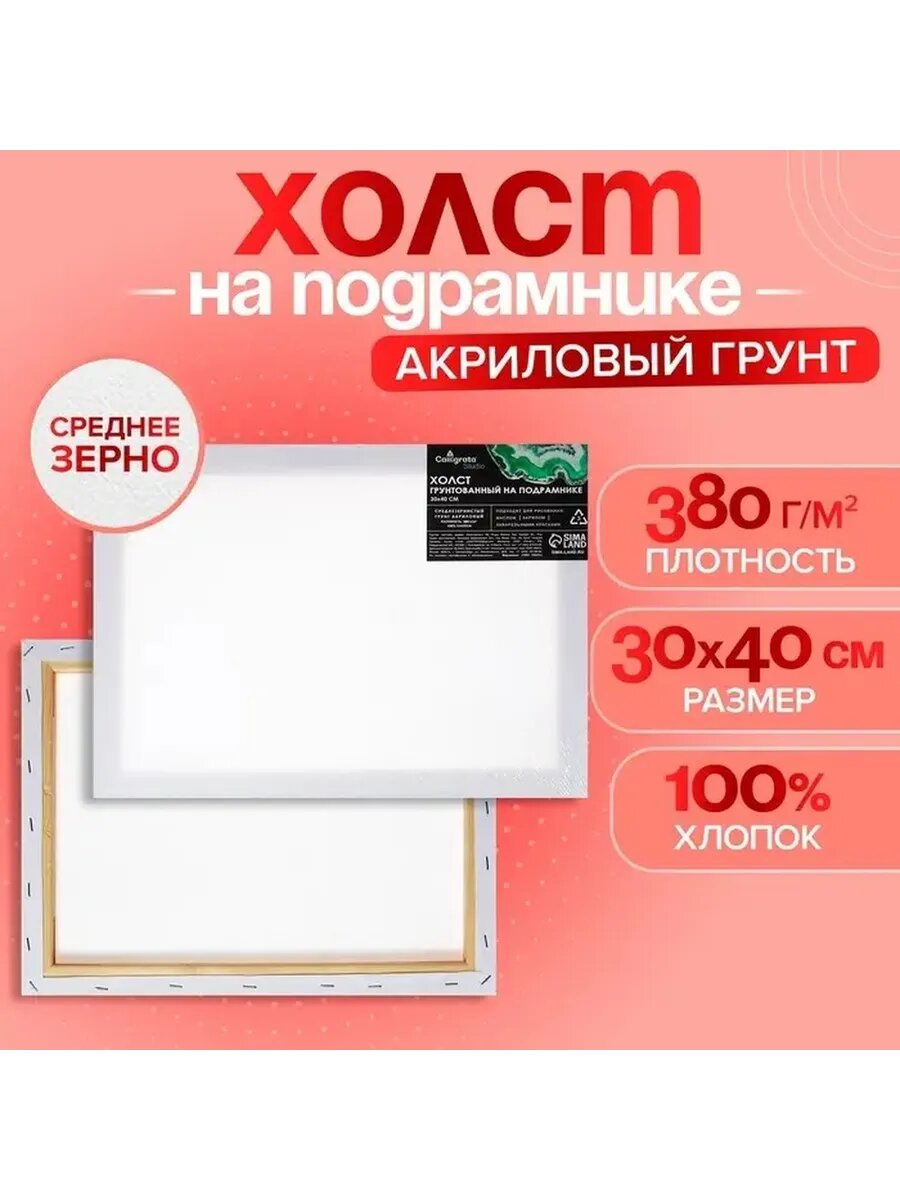Холст для художников 30x40 см с грунтом