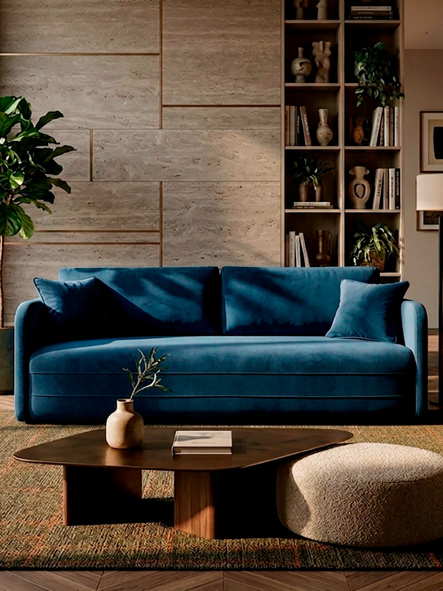 Диван Гордон Лайт Velutto 54 NOW 208x94x80 см, синий Велютто, еврокнижка Фиеста