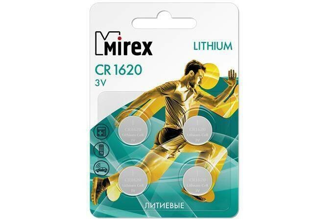 Батарейка Mirex CR1620-4BL, 4шт в блистере