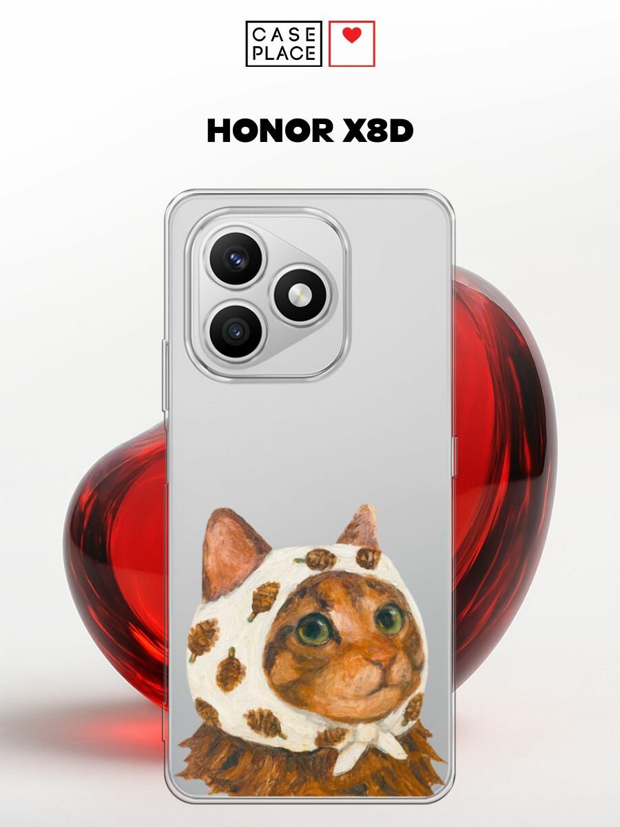 Силиконовый чехол на Honor X8d / Хонор X8d с принтом Рыжий кот в платке