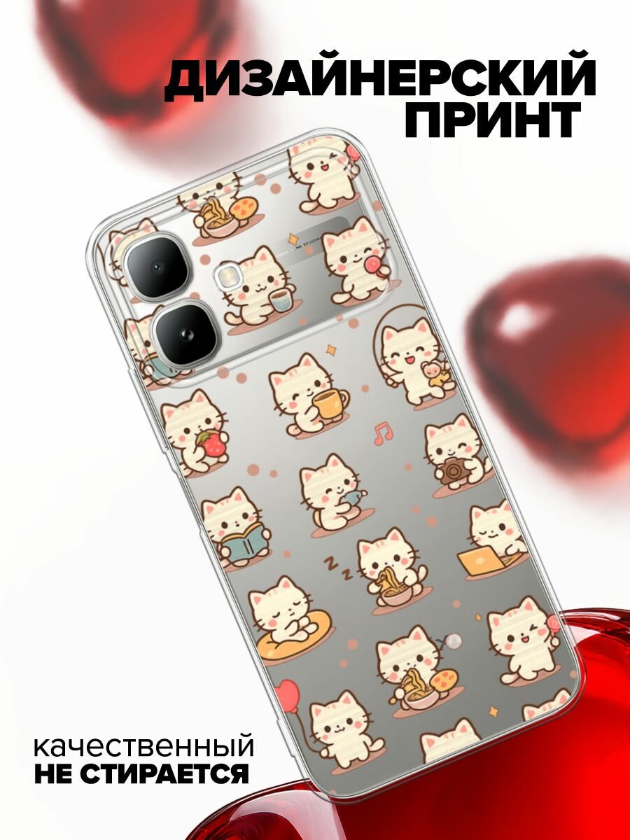 Чехол на Infinix Smart 20 / Инфиникс Смарт 20 с принтом Котики в стиле кавай — фото 1