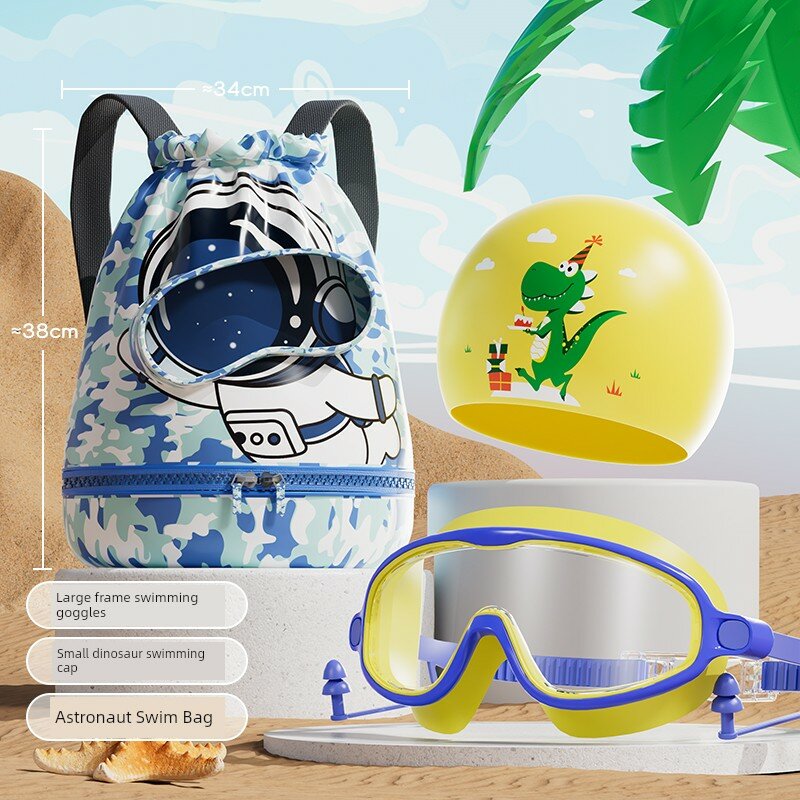 Children's Swimming Goggles, Waterproof, Anti-Fog, High-Definition, Earplugs Integrated, Professional Training, Boys