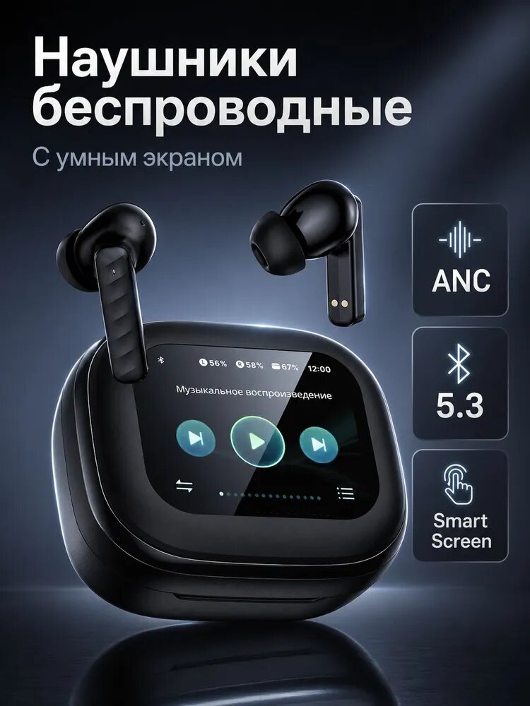 Наушники беспроводные для телефона, черные Bluetooth наушники с микрофоном для iPhone и Android, спортивные наушники