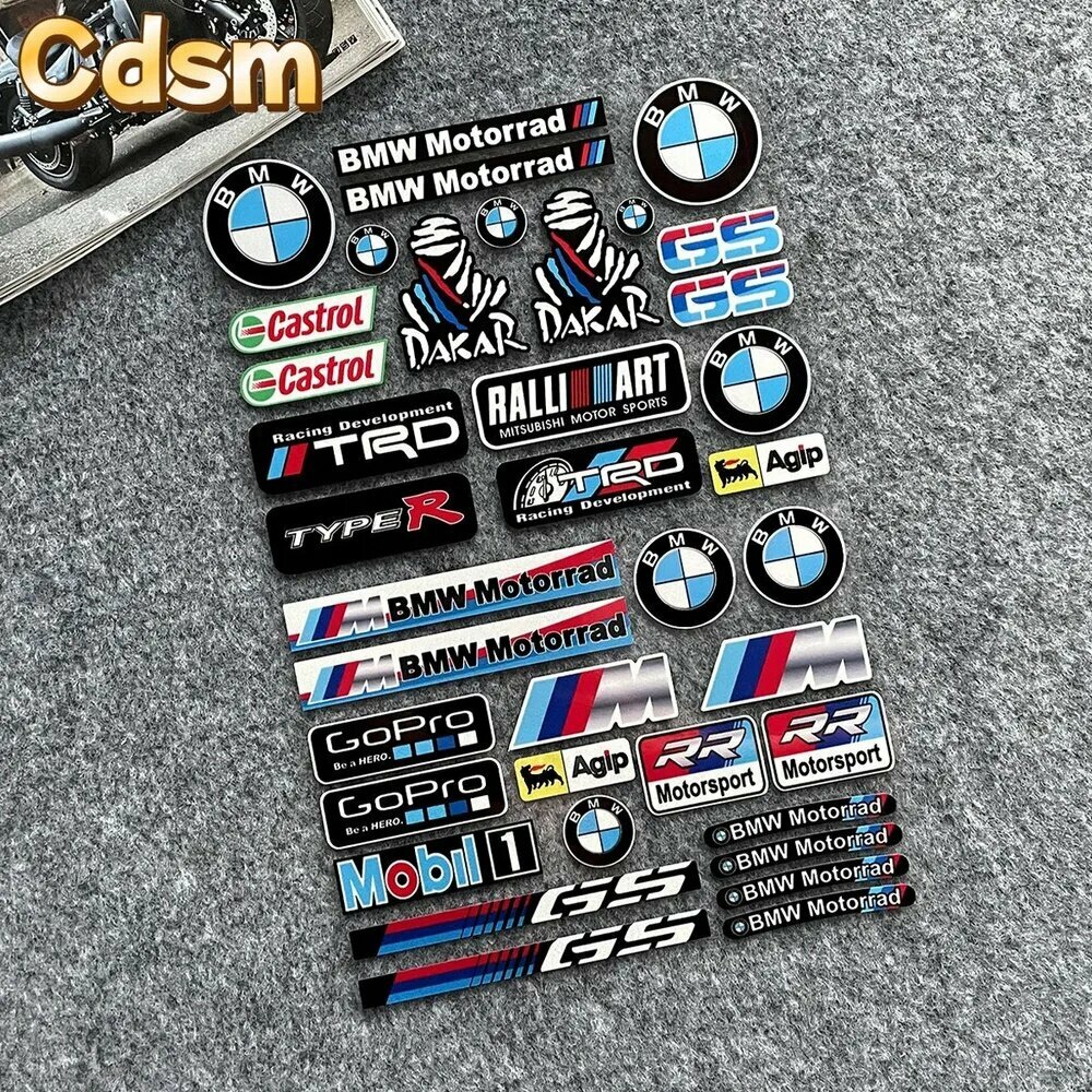 Наклейки на мотоцикл, логотип BMW, 3d гелевые светоотражающие наклейки, наклейки на передний капот мотоцикла