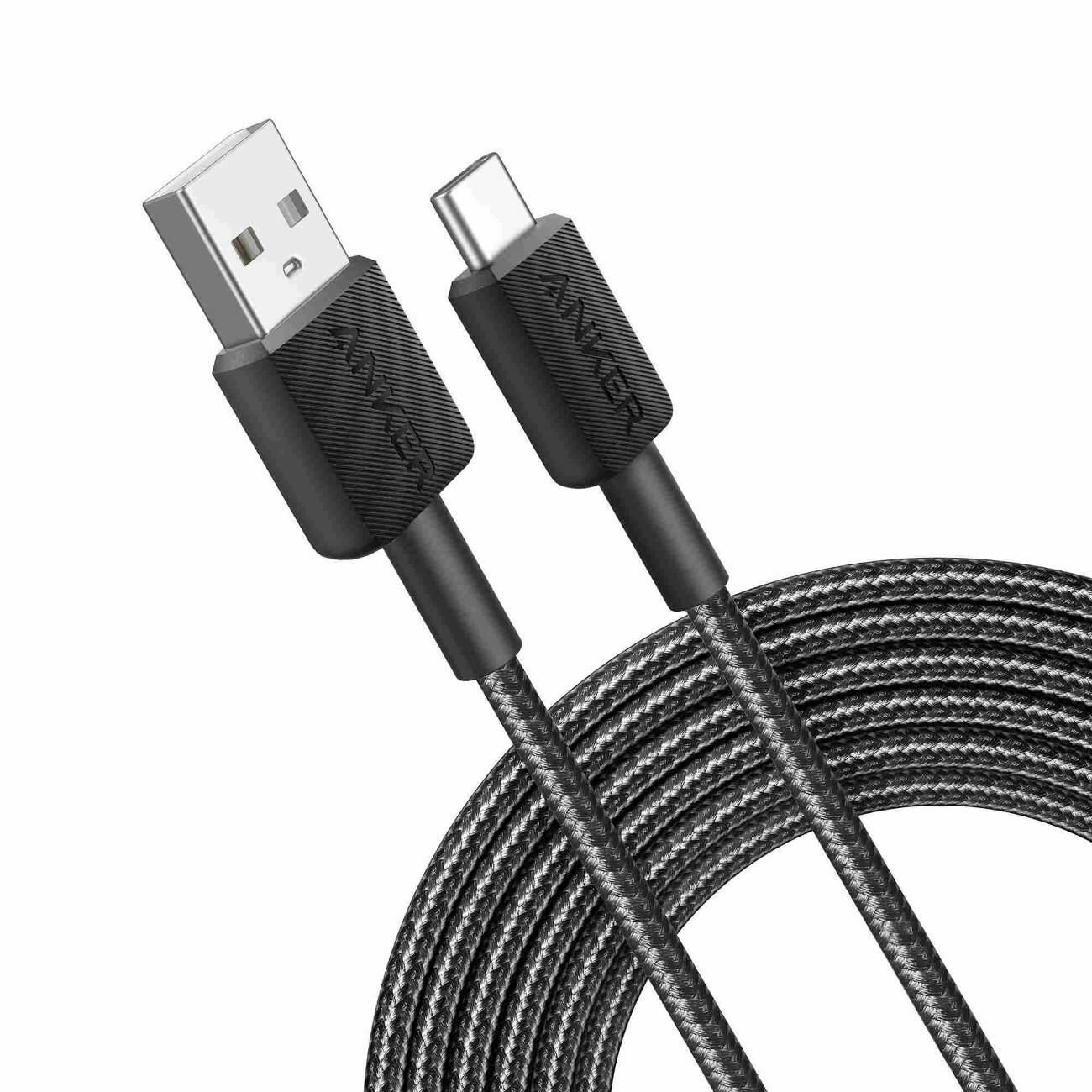 Кабель USB Type-C Anker 322 USB-A to USB-C Cable 3ft Плетеный черный