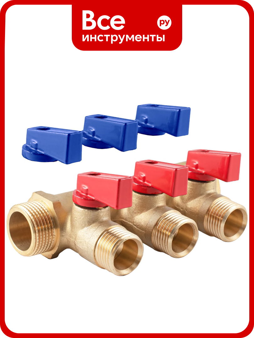 Коллектор с шаровыми кранами PROFACTOR в/н 3/4" х 3 вых 1/2"нар PF MV 264.3, используется