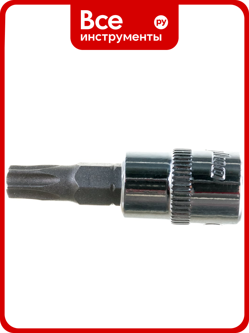 Насадка торцевая 1/4"DR с вставкой-битой T30 Ombra 114330, квадратный шариковый крепёж, наружный