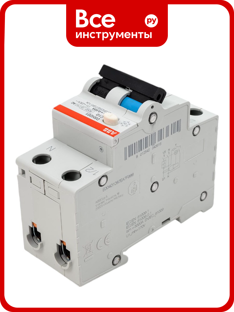Автоматический выключатель дифференциального тока ABB DSH201 C10 AC30 2CSR255070R1104, модульный тип C, защита