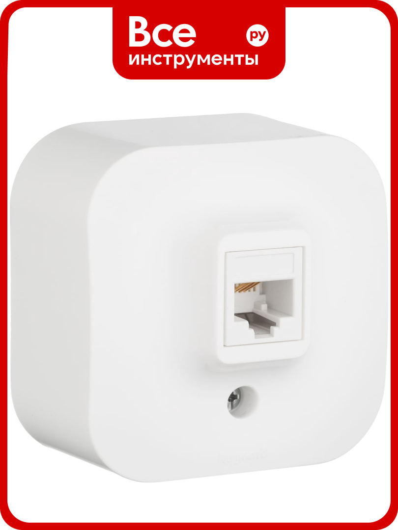 Розетка Legrand телефонная RJ11 Legrand Quteo IP20 накладной монтаж белый 782214