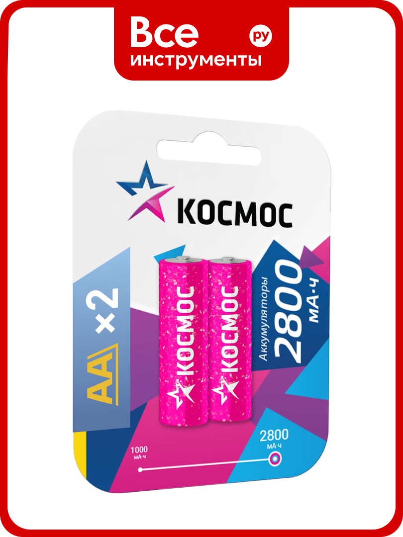 Перезаряжаемые аккумуляторные батареи космос KOCR6NIMH2800MAH2BL