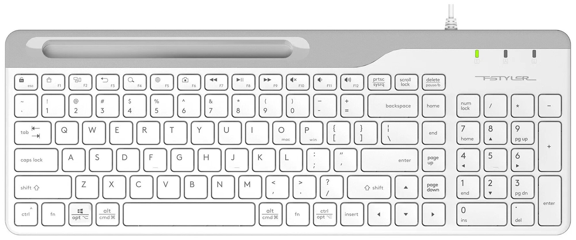 Клавиатура A4Tech Fstyler FK25, русские и английские буквы, белый (fk25 white)