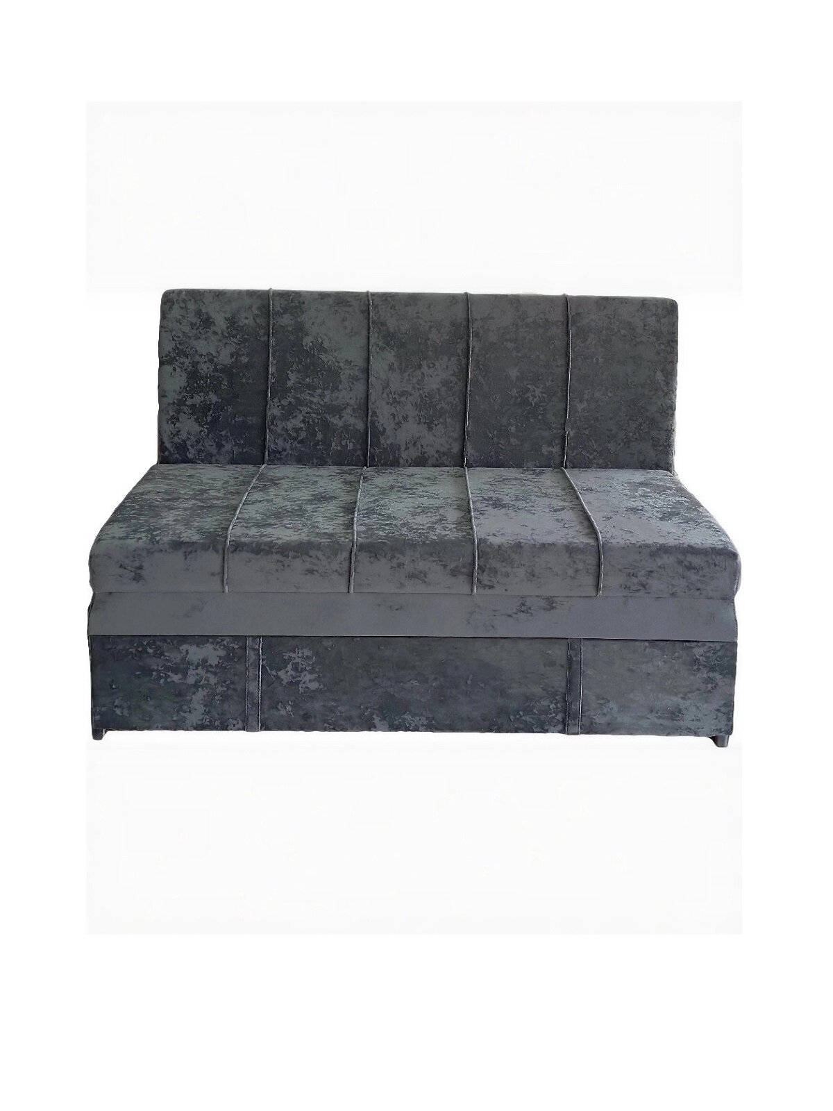Диван-кровать StylChairs Сёма, ширина 130 см, без подлокотников, велюр CRUSH тёмно-серый