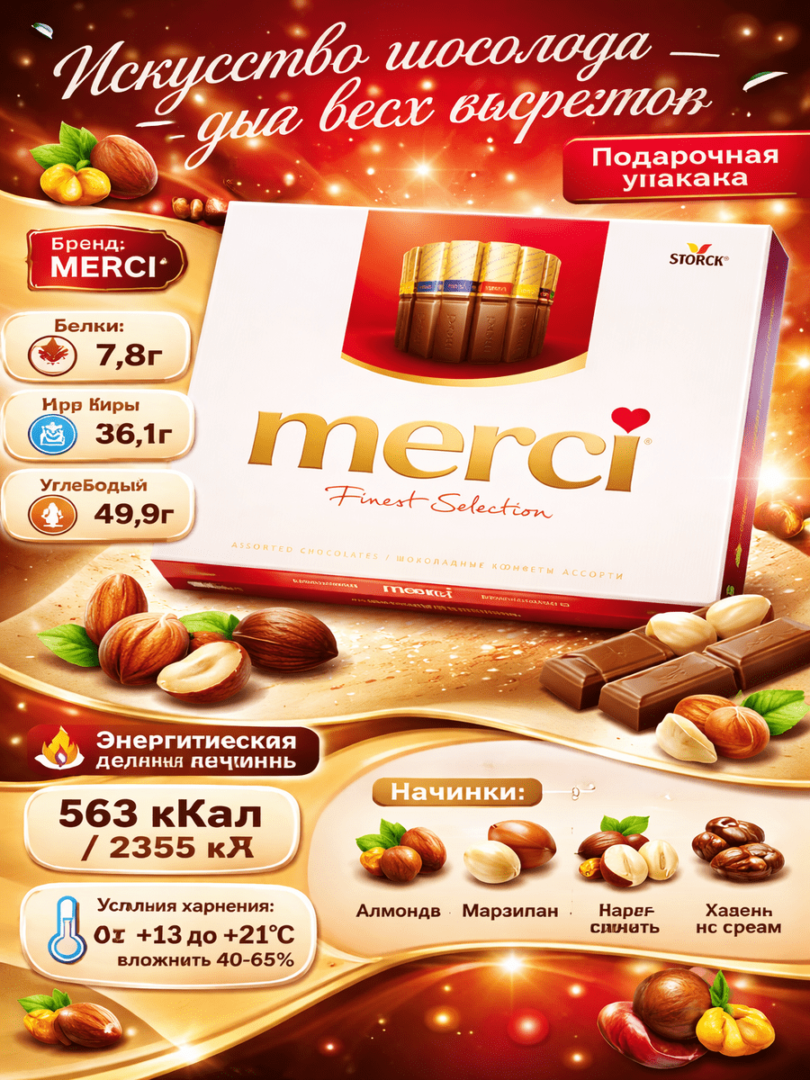 Набор шоколадных конфет Merci Finest Selection Ассорти, 400г