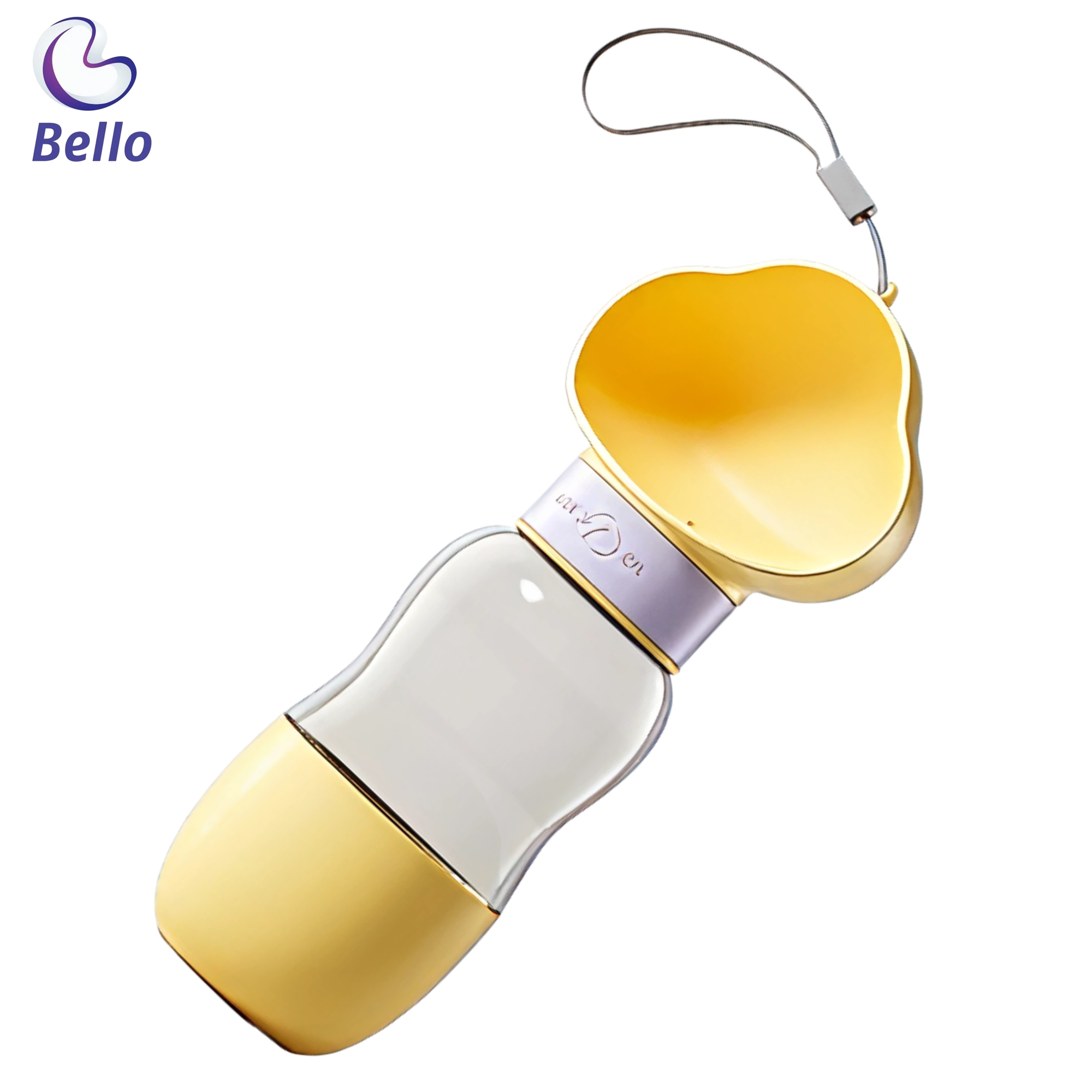 Поилка для животных Bello, с кормушкой и ремешком, дорожная, для грызунов, кошек, собак, желтая