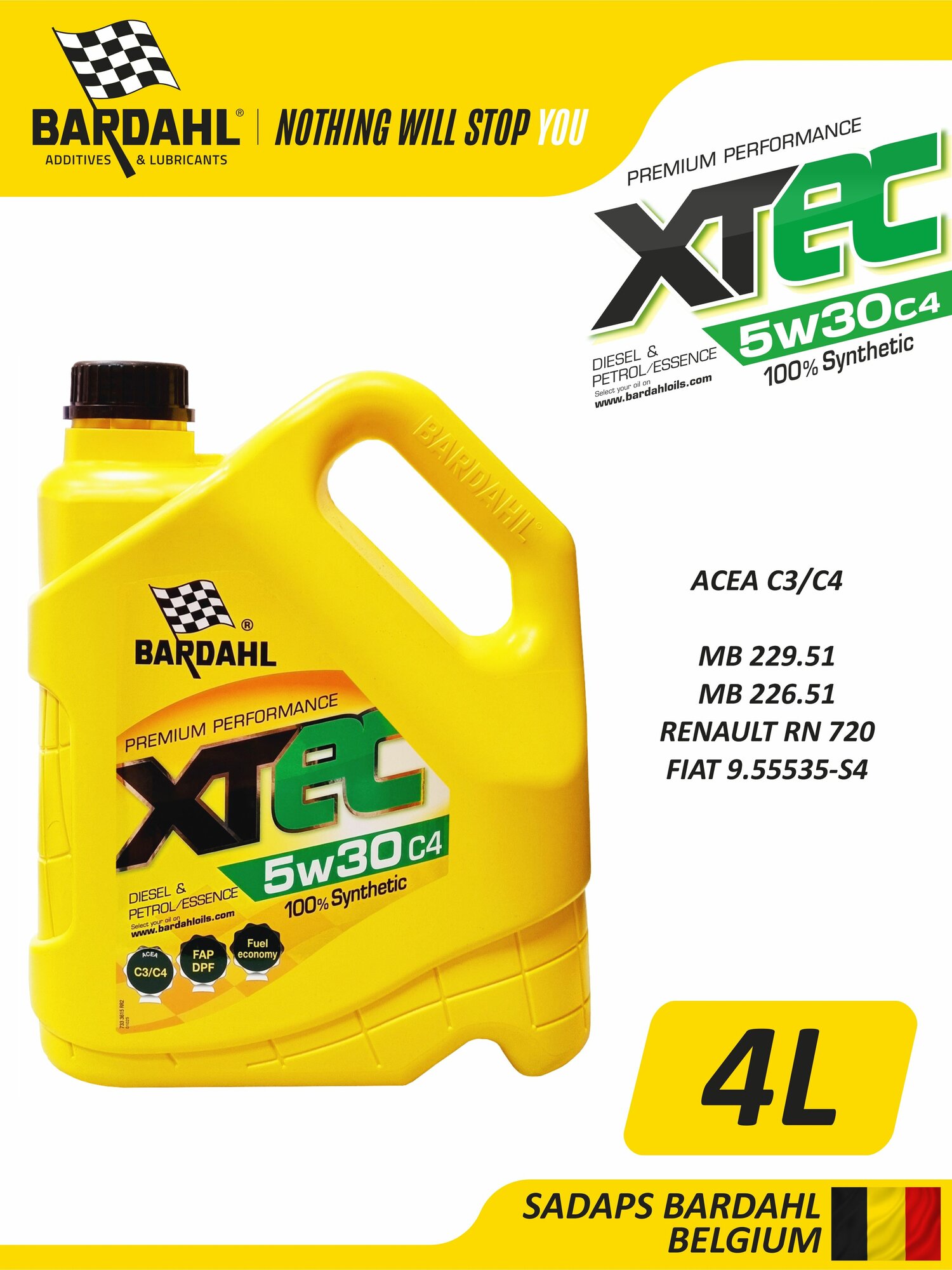 Bardahl XTEC C4 5W-30 Масло моторное, Синтетическое, 4 л