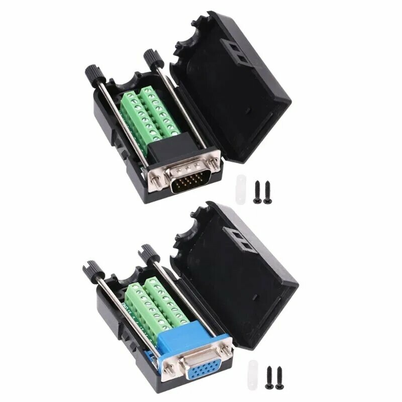 VGA разъем без пайки DB15 с винтом - мужской