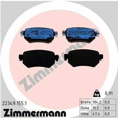 Колодки тормозные MAZDA 6 13- задн. ZIMMERMANN 22349.155.1