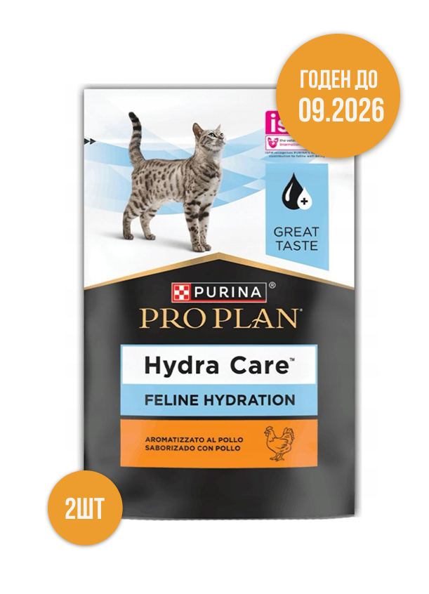 Purina Pro Plan Hydra Care Veterinary Diets пищевая добавка для кошек для увеличения потребления воды и снижения концентрации мочи c курицей, 75 г х 2 шт