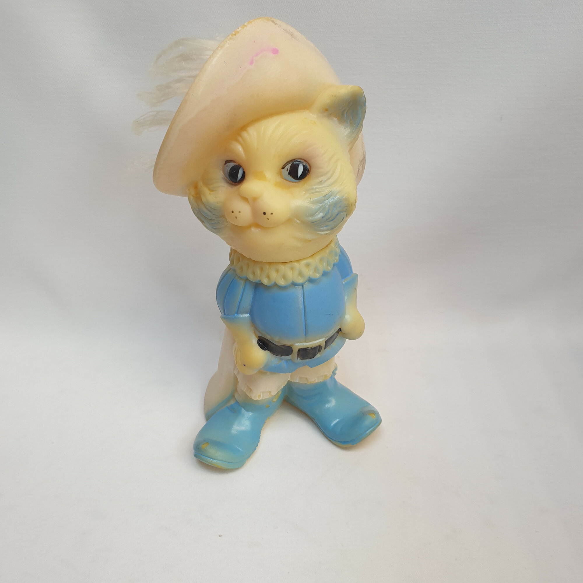 Винтажная игрушка СССР. Кот в шляпе, декоративная фигурка из пластмассы для интерьера и коллекции