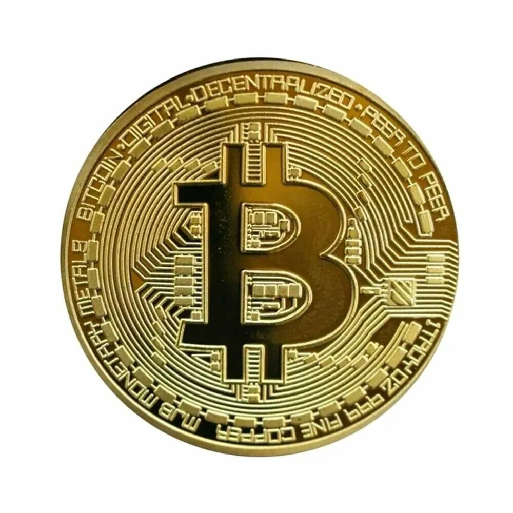 Сувенирная монета Биткоин (Bitcoin) BTC, золотой. 3мм монетка биткойн Металлическая имитация антиквариата Подарок