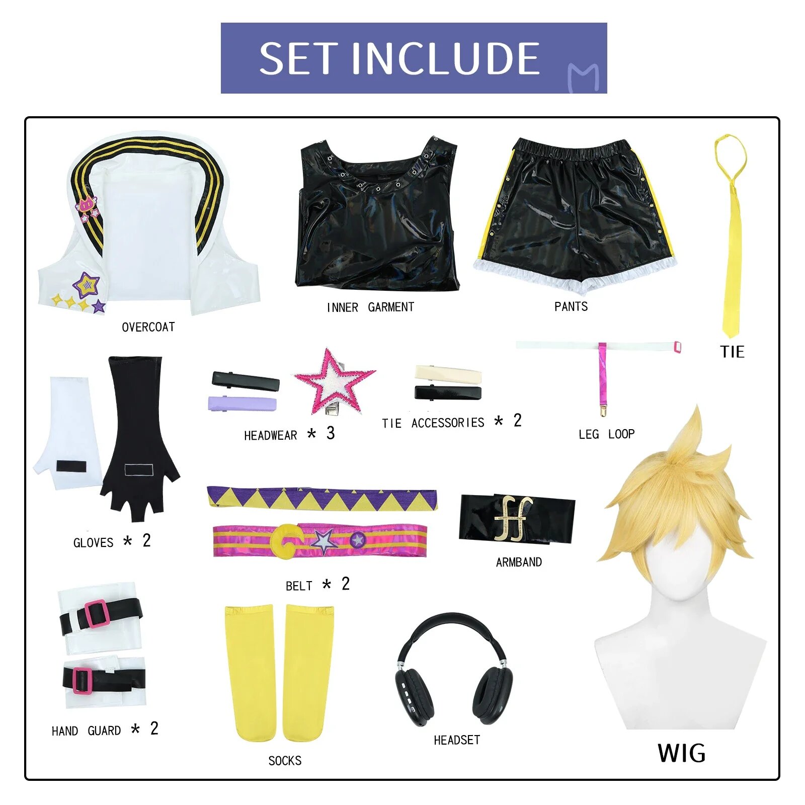 Костюм Rin Len Project Sekai, XXXL, wig B