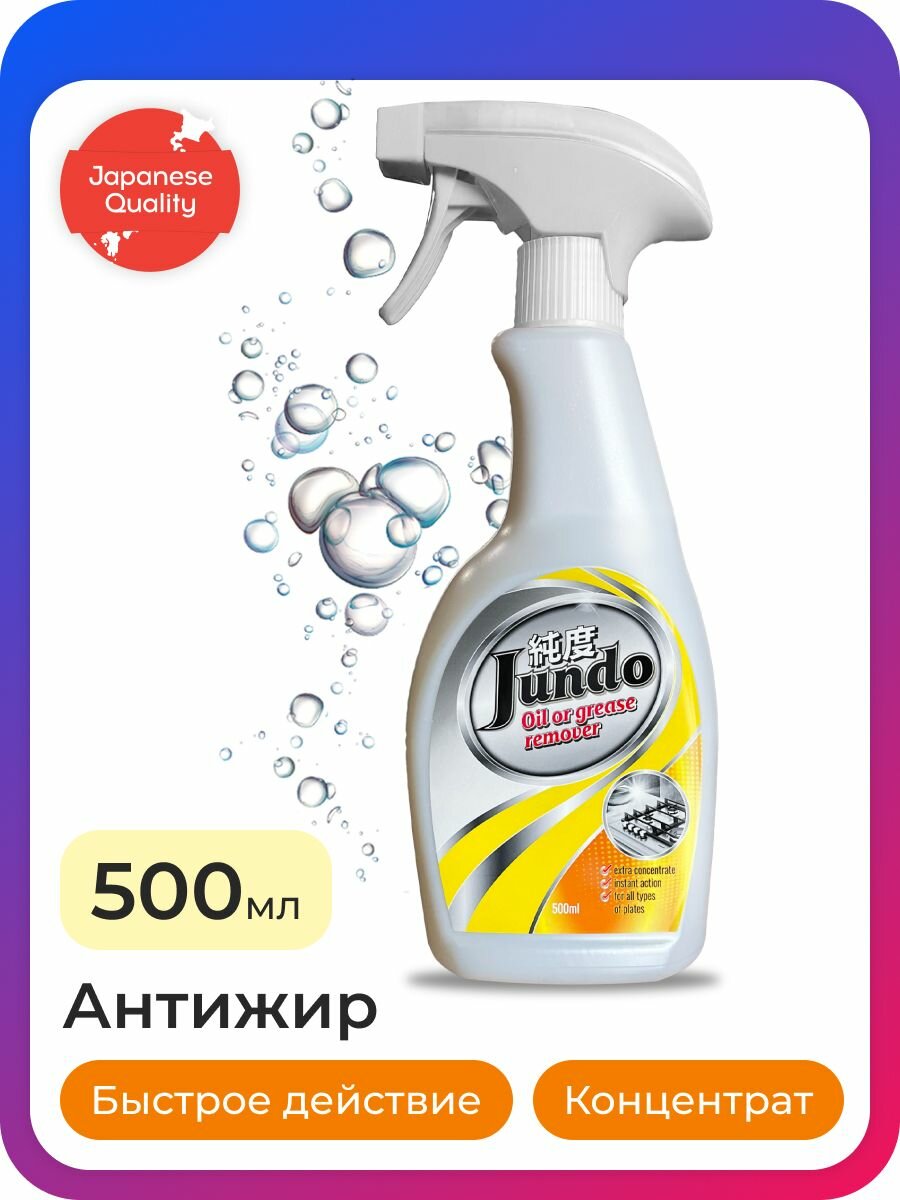Чистящее средство для кухни Jundo Премиум 500 мл, антижир, концентрированное, жироудалитель для плит, духовок, вытяжек, посуды