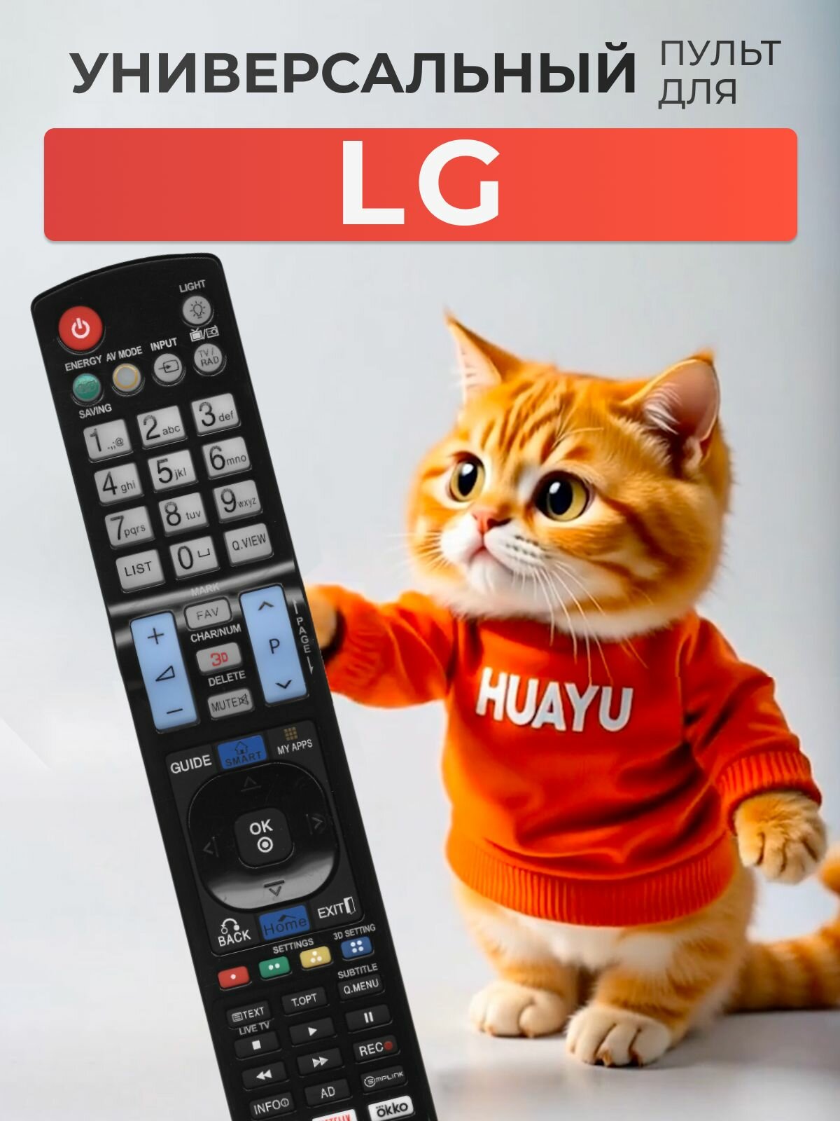 HRM2083 Универсальный пульт для всех телевизоров LG! Версия для России / Поддержка всех Smart TV / Подсветка кнопок пульт для LG Smart TV с подсветкой пульт ДУ