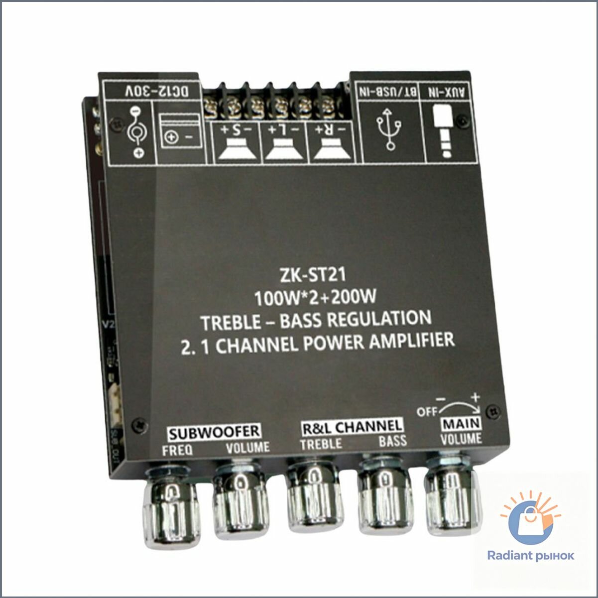 Цифровой усилитель ZK-ST21 2.1 с Bluetooth, 100+100+200 Вт, чипы TPA3221