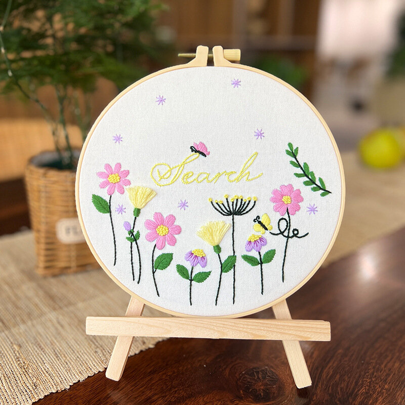 Поиск DIY вышивка с набором для холста с 20 см имитационной бамбуковой рамкой