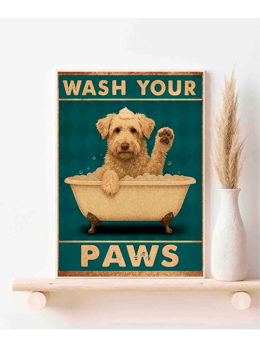 Мягкошерстный пшеничный терьер, Wash Your Paws, Плакат 30x42