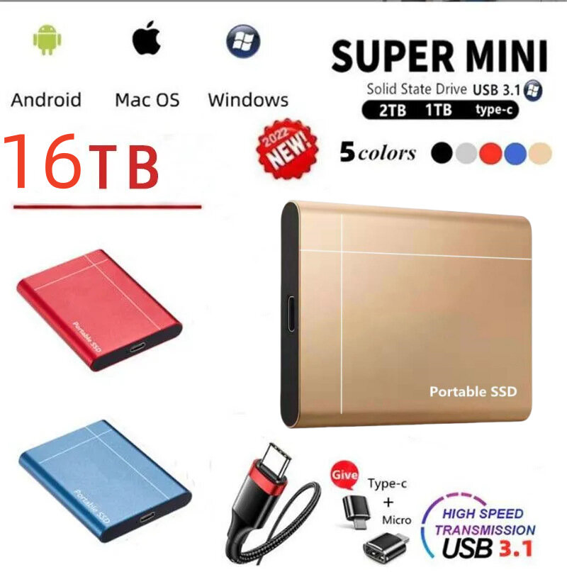 Портативный внешний твердотельный накопитель SSD 500 ГБ с портом Type-C USB 3.2 Gen 2, небесно-голубой цвет