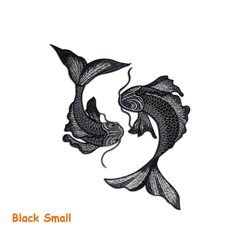 Нашивки AHYONNIEX Рыба Черная Золотая Красная Черный, Black Small